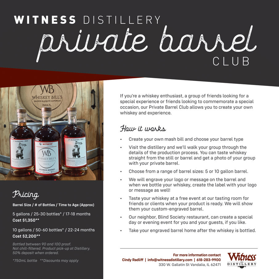 CUSTOM BARREL & BOTTLE SOLUTIONS - WITNESS DISTILLERY®